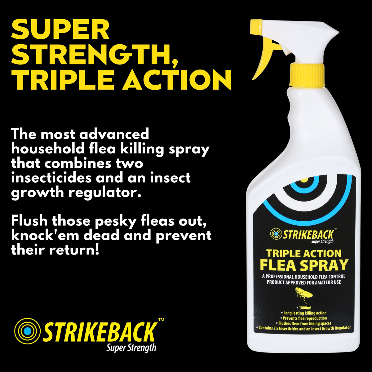 Strikeback Triple Action Flea Killer Trigger Spray, 1 Litre – Animology